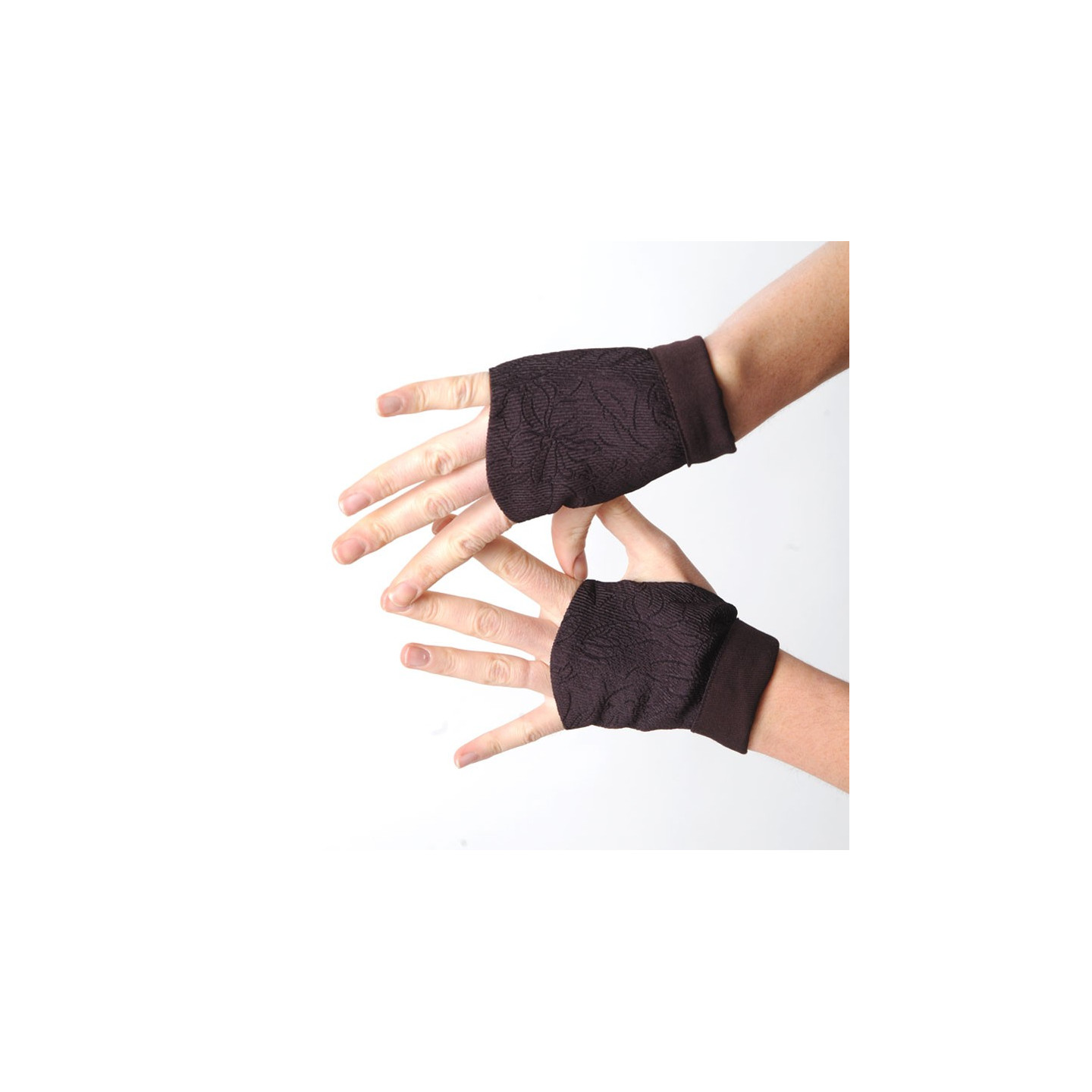 Womens plum purple fingerless gauntlets
