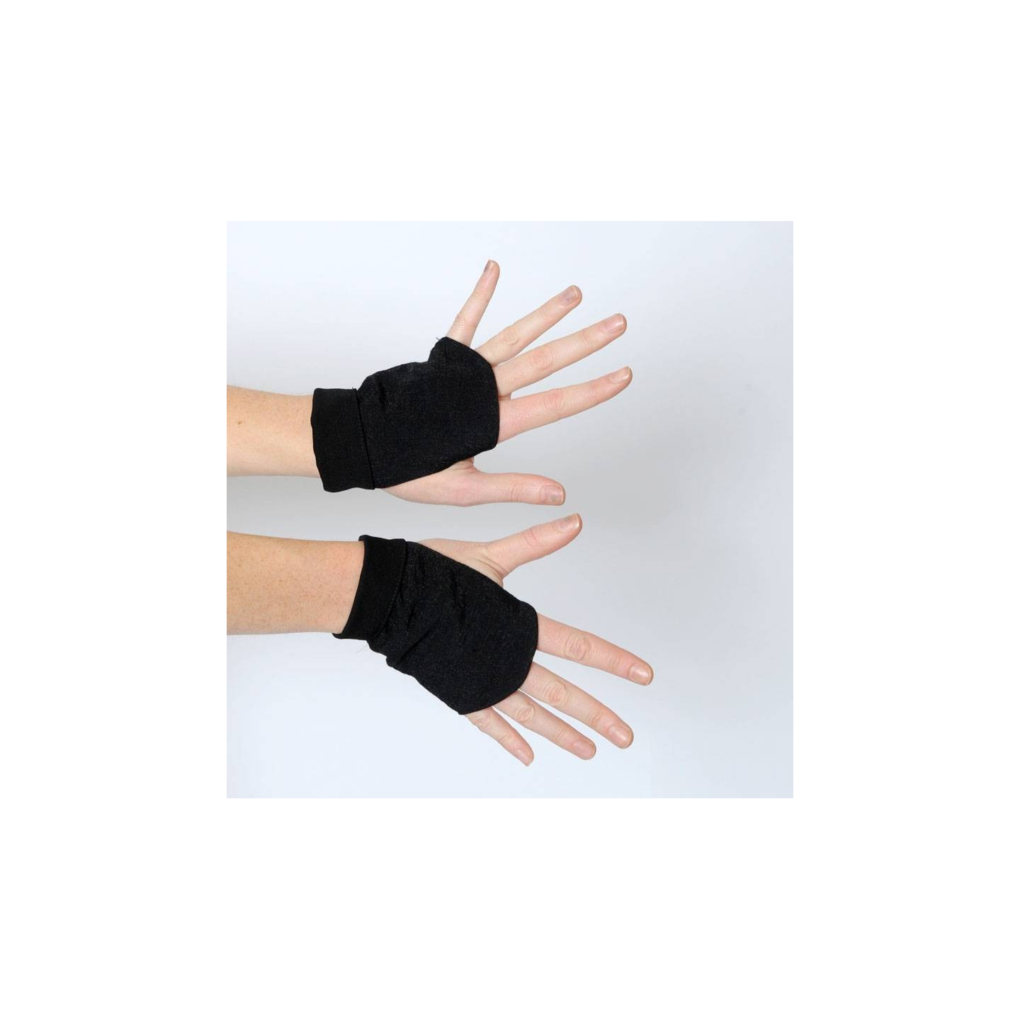 Metallic black fingerless gauntlets